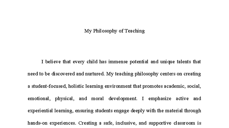 Teaching Philosophy: Nurturing Potential & Lifelong Learning - Studocu