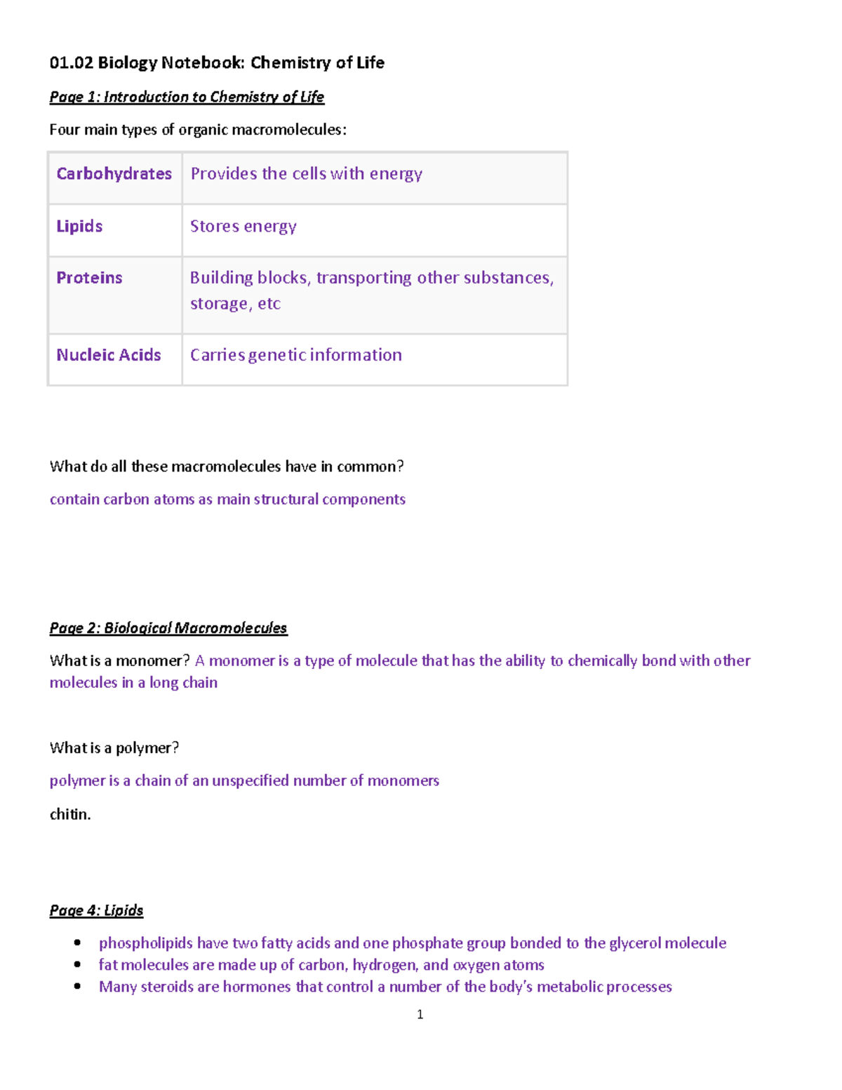 01 02 chemistry of life - chem of life - 01 Biology Notebook: Chemistry ...
