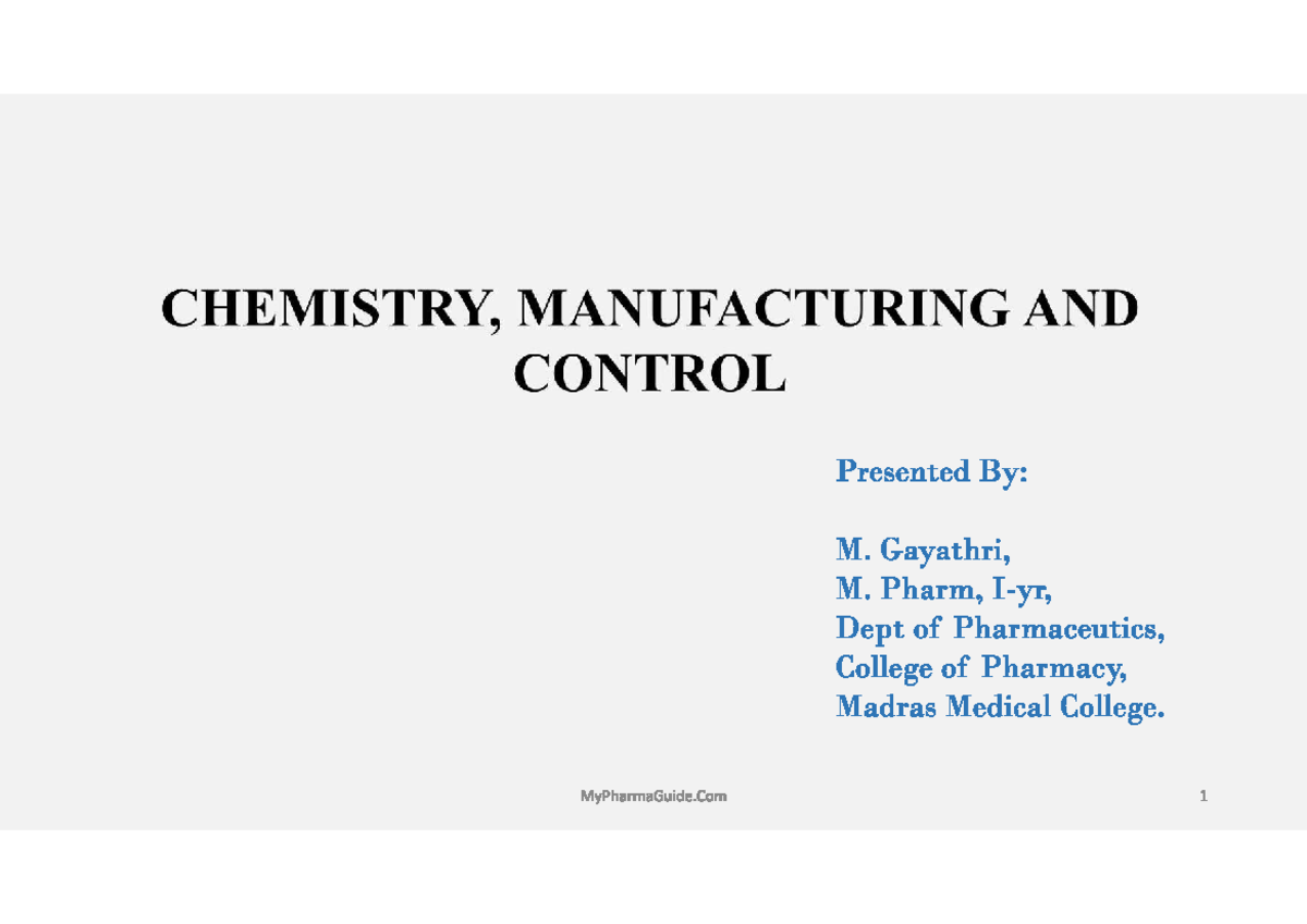 CMC Changes and Considerations for Clinical Trials and NDA - Studocu