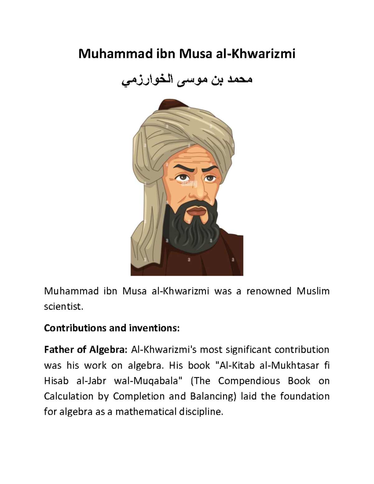Muhammad Ibn Musa Al Khwarizmi Ks2