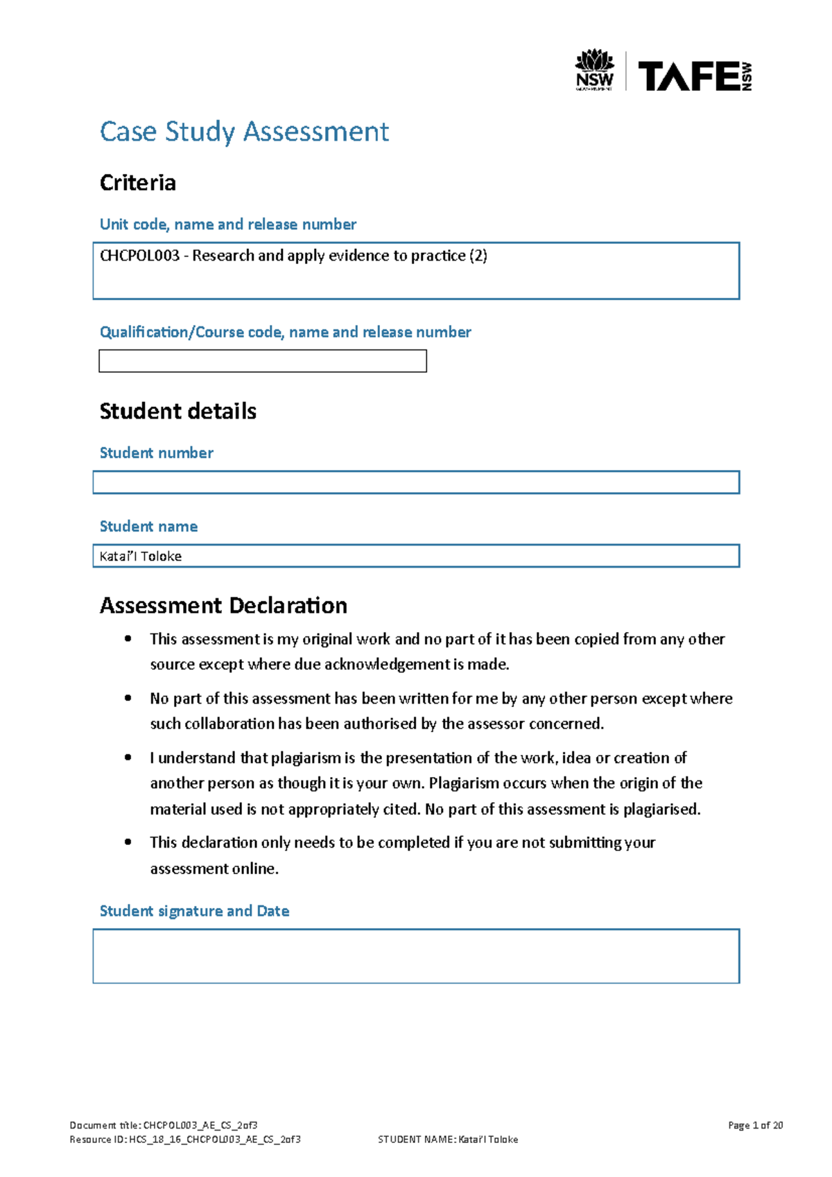CHCPOL003 Case Study Assessment: Researching Staff Support Practices ...