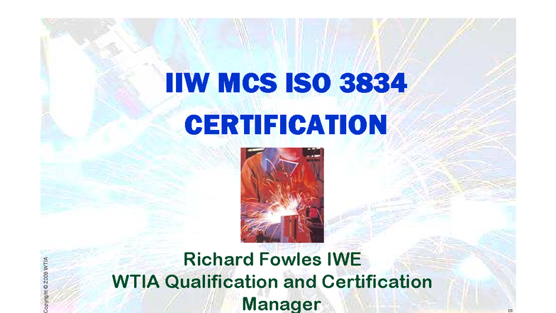 Welding Management and Certification Overview - IIW MCS ISO 3834 - Studocu