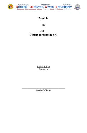 Module 1 of Understanding THE SELF - Module 1: Understanding the Self Meaning of Philosophy and ...