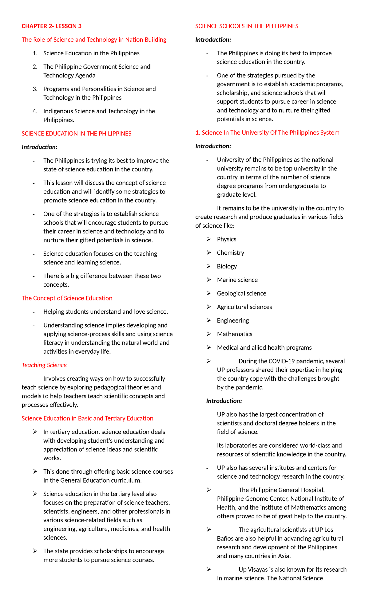 Chapter 2 - CHAPTER 2- LESSON 3 The Role of Science and Technology in ...