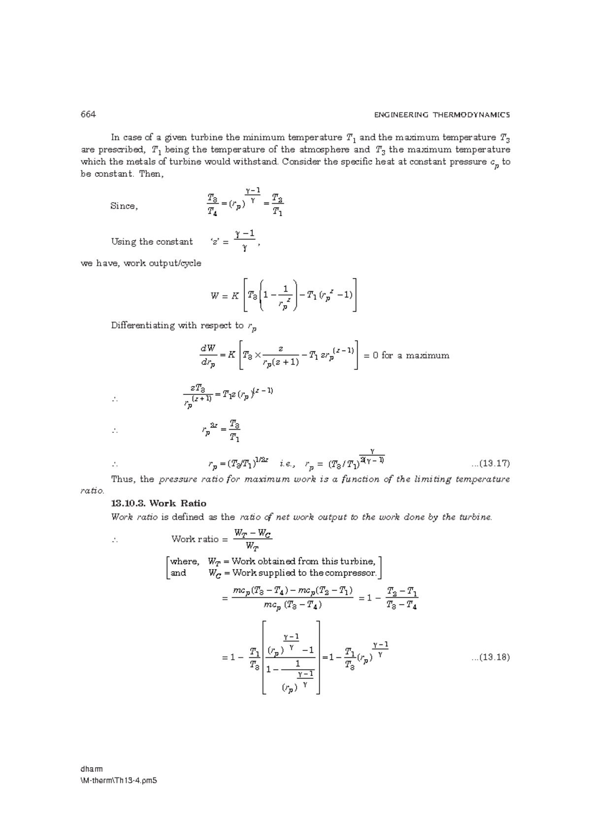 664 ENGINEERING THERMODYNAMICS: Turbine Work Analysis - Studocu