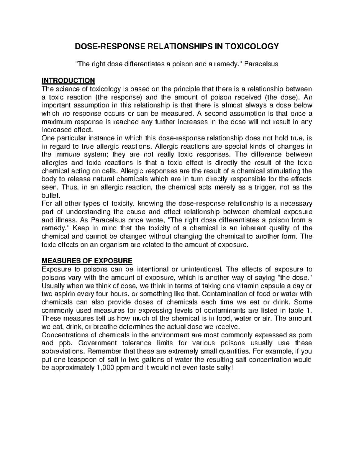 Dose-Response Relationships in Toxicology: Understanding Toxic Effects ...