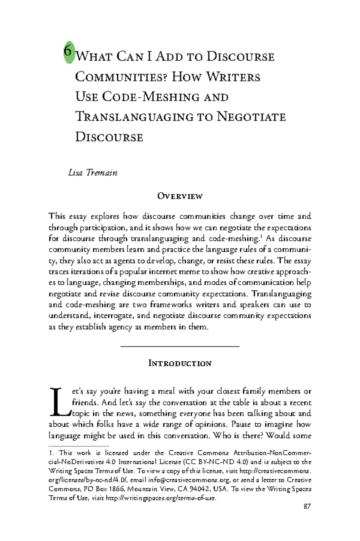 What Can I Add to Discourse Communities? Insights on Translanguaging ...