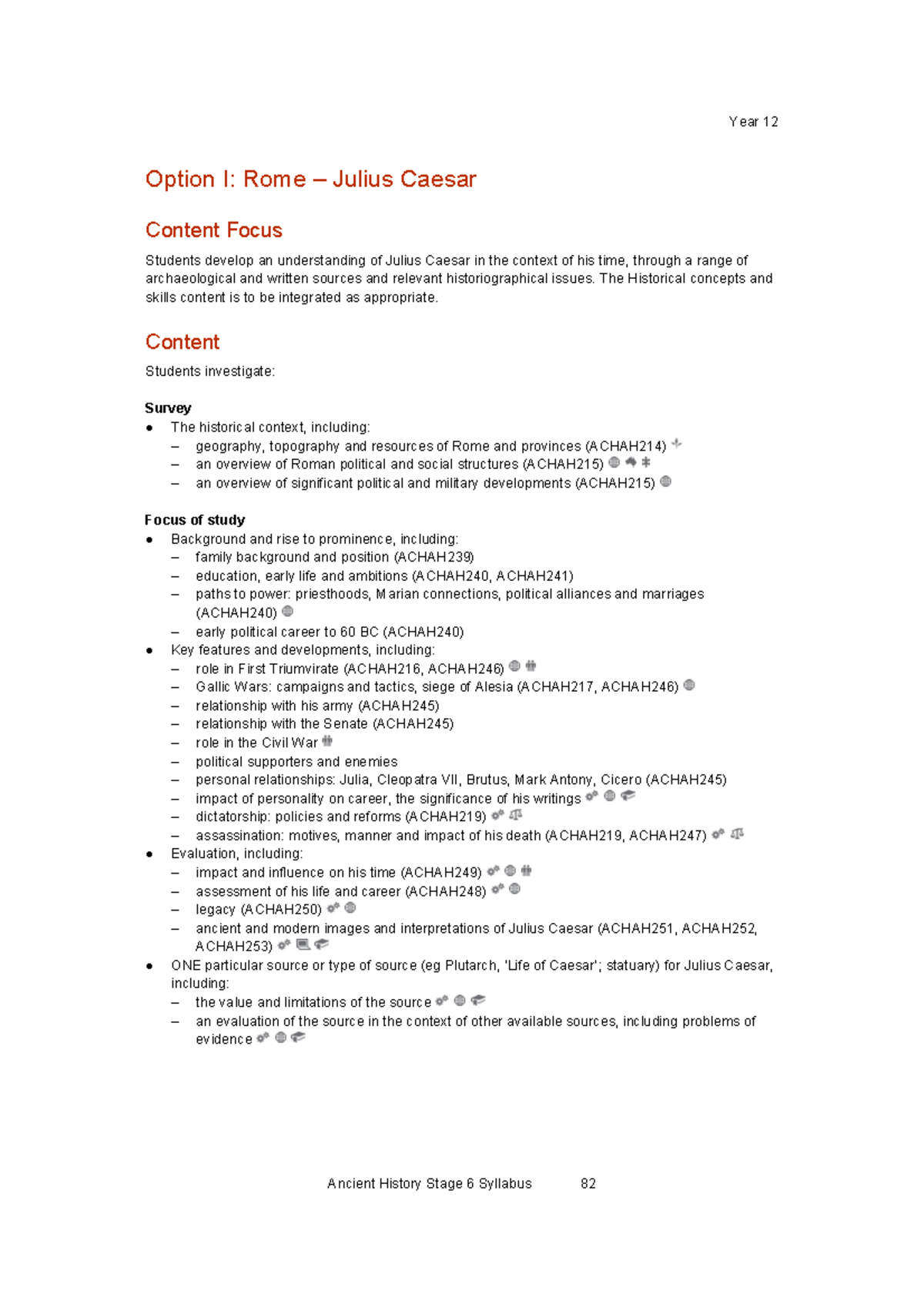 Year 12 Ancient History: Julius Caesar Tutorial Notes (ACHAH214-253 ...