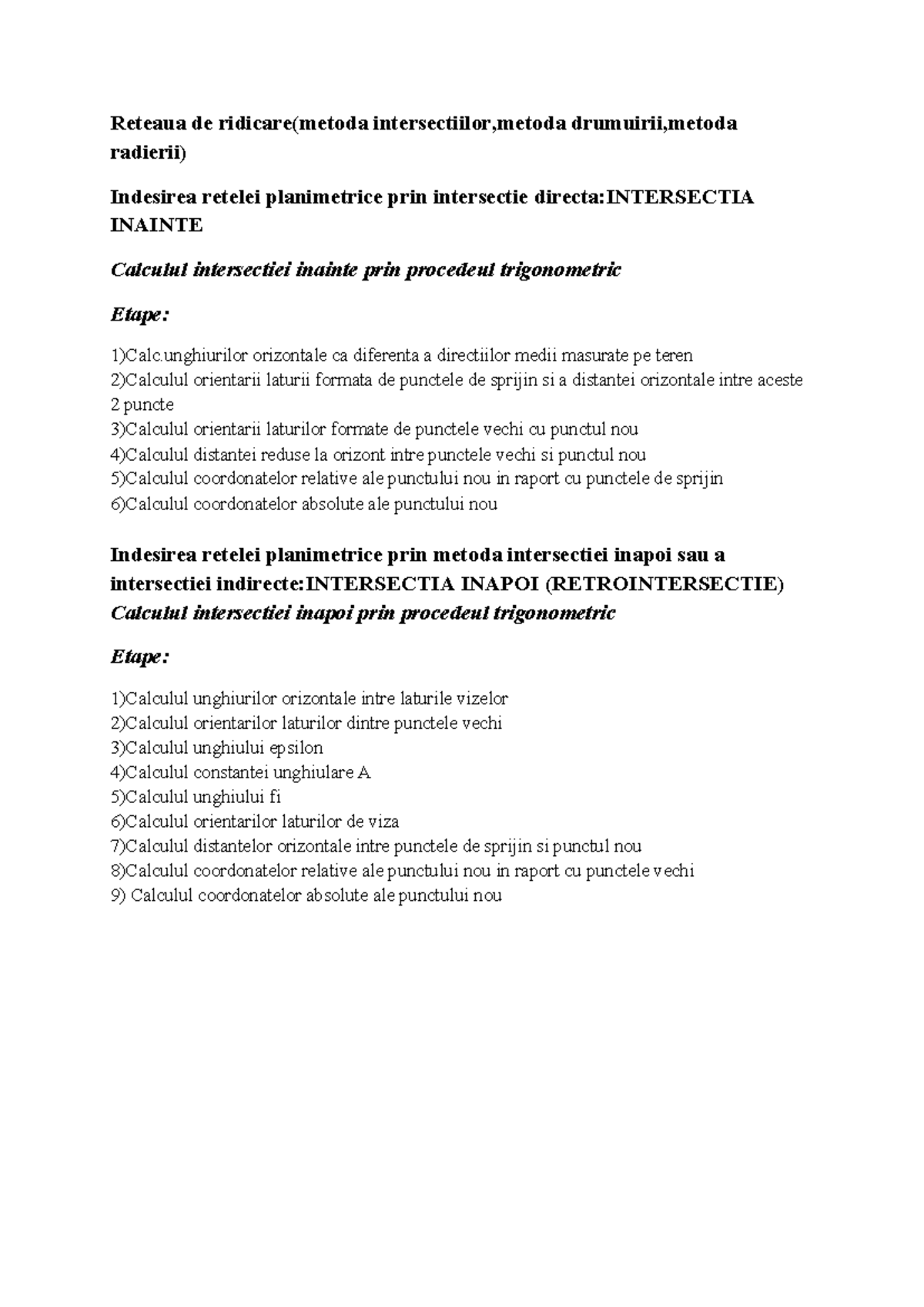 541318318 2 Metode de ridicare: Intersectii si Drumuri - Studocu