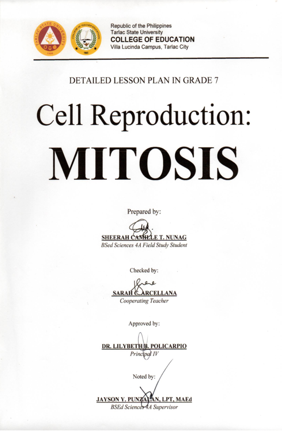 Grade 7 Life Science Mitosis Lesson Plan: Understanding Cell Division ...