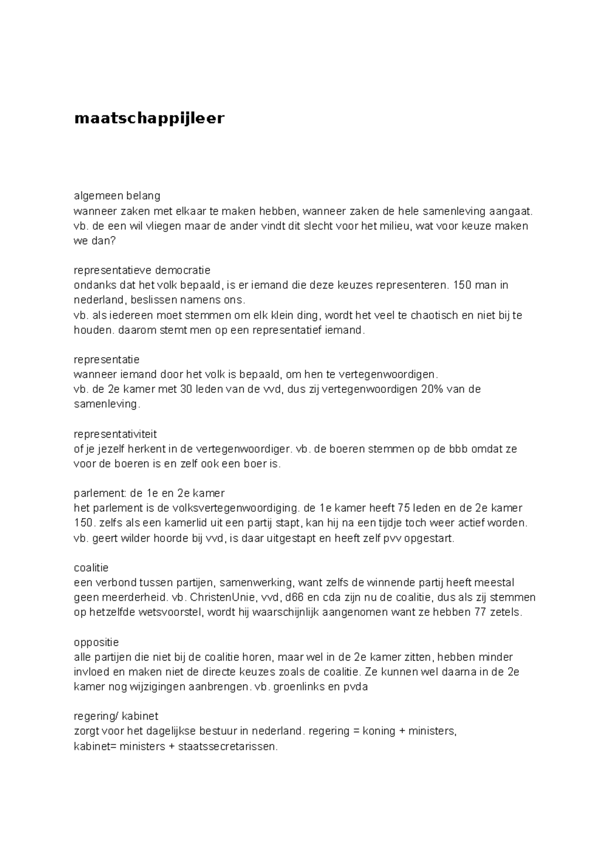 Maatschappijleer - Pluriforme Samenleving en Politieke Structuren ...