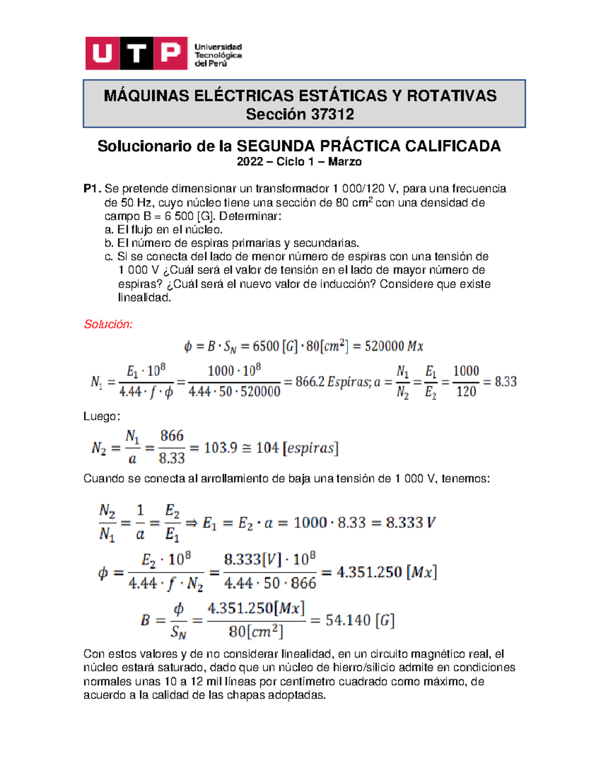 PC2-32382-Solucionario - MÁQUINAS ELÉCTRICAS ESTÁTICAS Y ROTATIVAS Sección 37312 Solucionario de ...