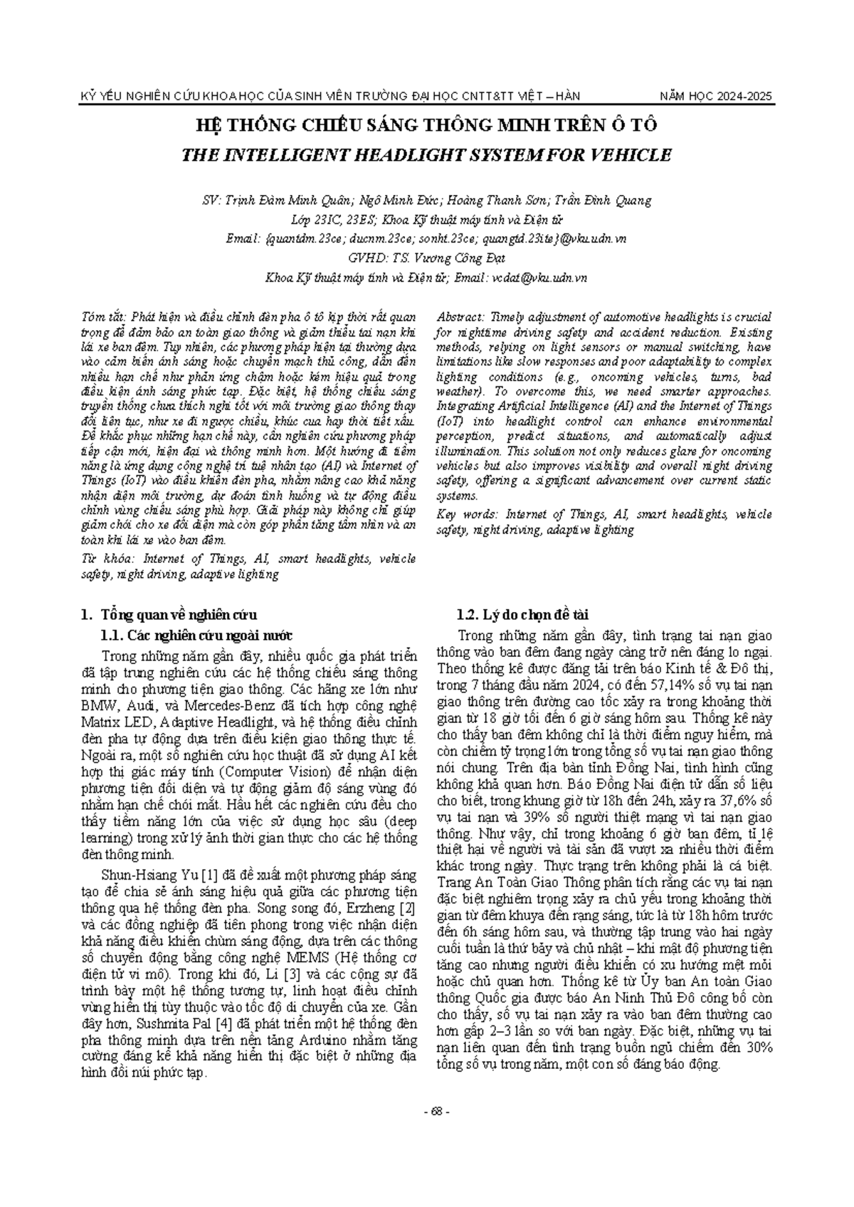Nghiên Cứu Hệ Thống Chiếu Sáng Thông Minh Trên Ô Tô - Kỹ Thuật AI & IoT ...