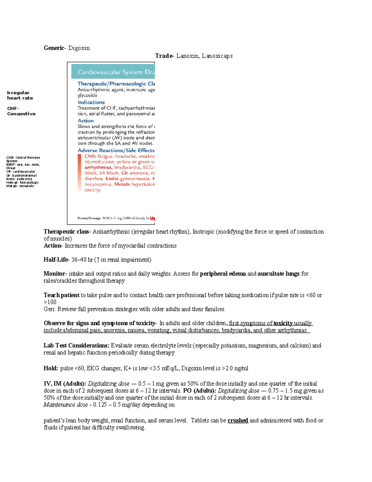 Generic 1 - aaa - Generic- Digoxin Trade- Lanoxin, Lanoxicaps ...