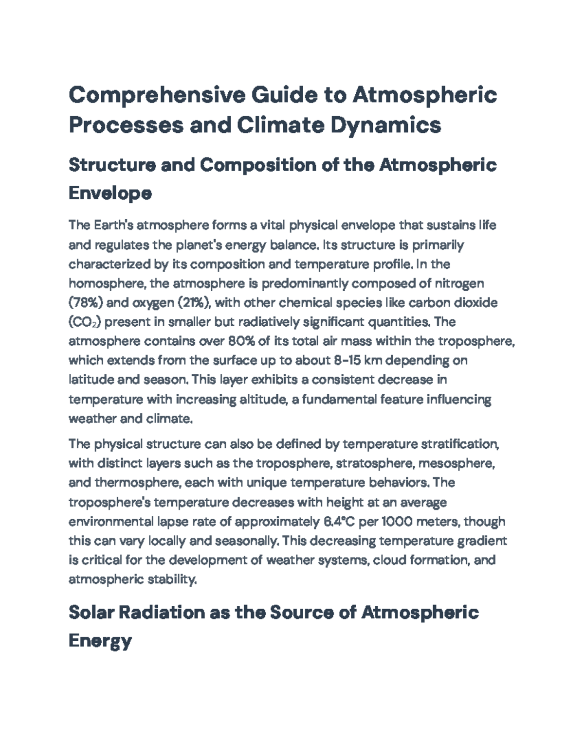 Comprehensive Study of Atmospheric Processes and Climate Dynamics (ATMO ...