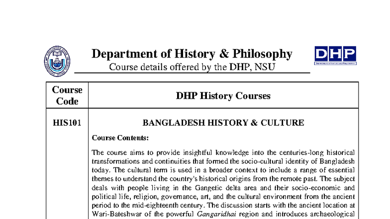 DHP Catalog 2021-24: Overview of History & Philosophy Courses - Studocu