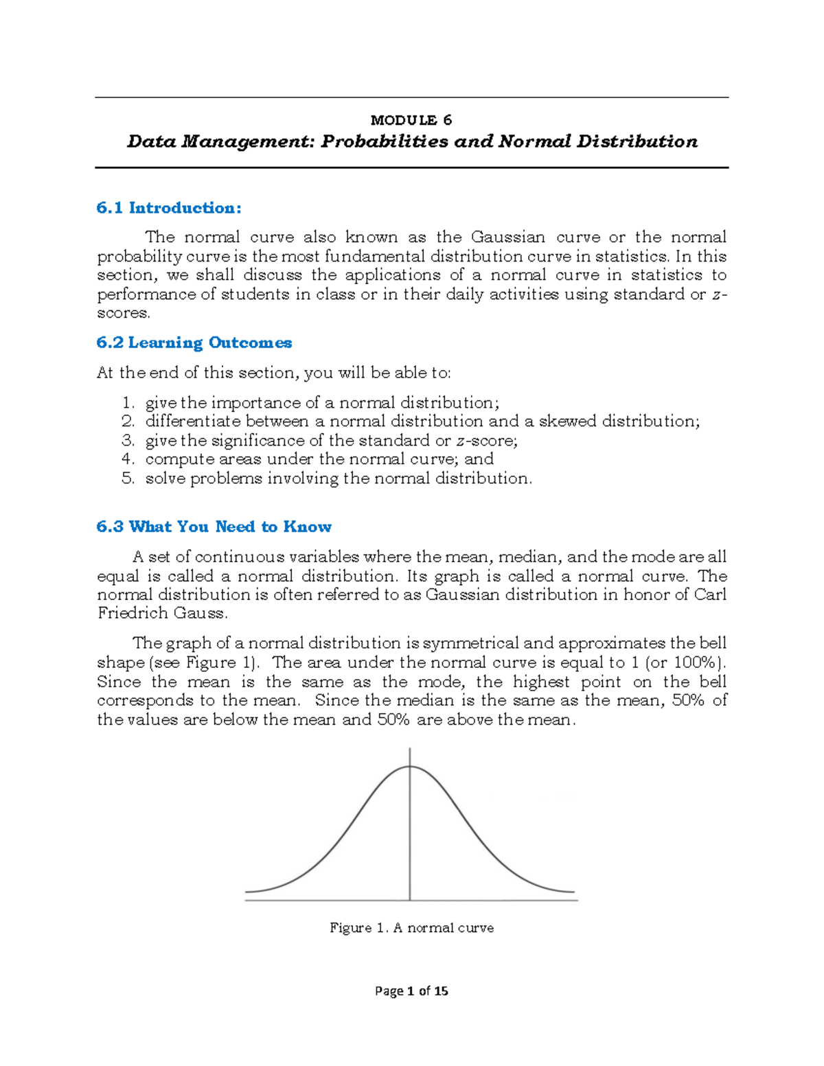 MODULE 6: Data Management - Probabilities & Normal Distribution - Studocu