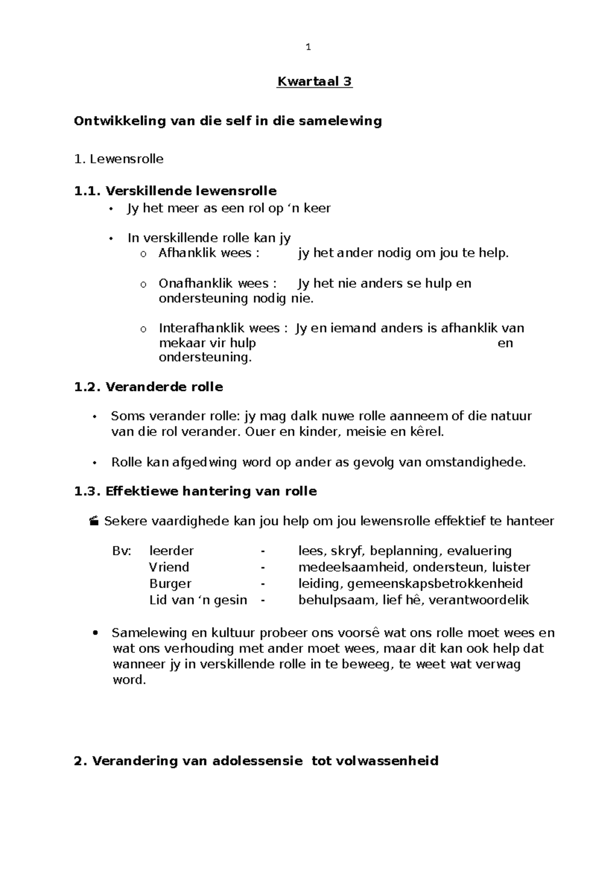 LO GR10 Notas: Ontwikkeling van die Self in die Samelewing - Kwartaal 3 ...