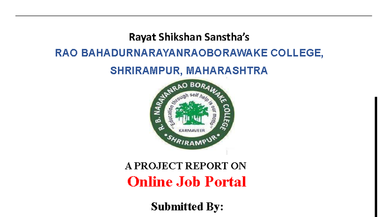 Project Report on Online Job Portal for T.Y.B.Sc. (CS) - R.B.N.B ...