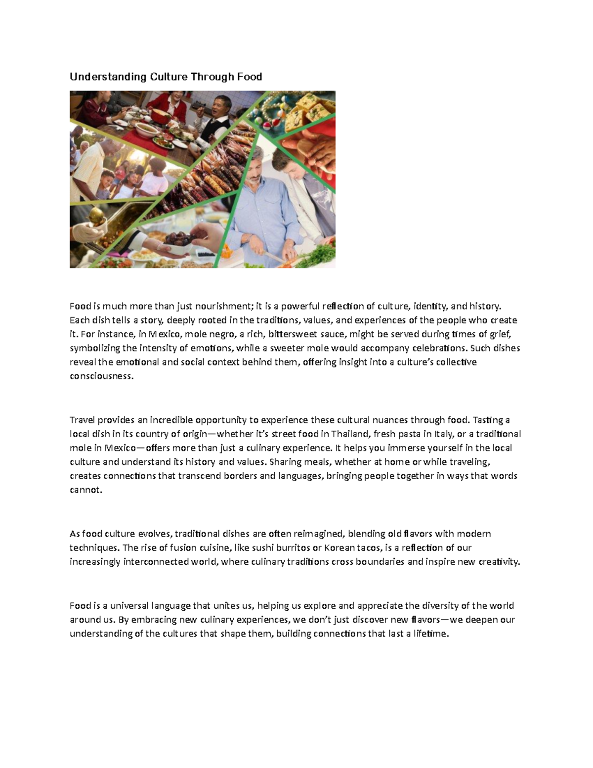 Emagazine draft - assignment - Understanding Culture Through Food Food ...