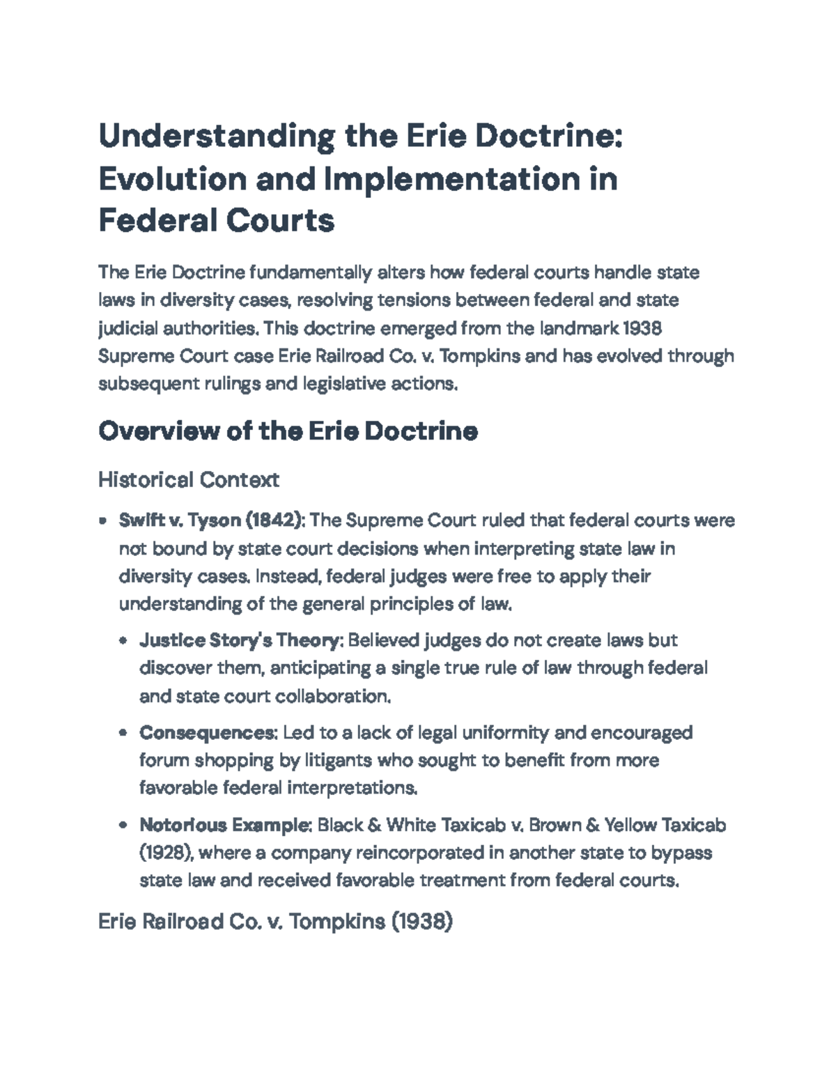 Understanding the Erie Doctrine: Evolution and Impact in Federal Courts ...