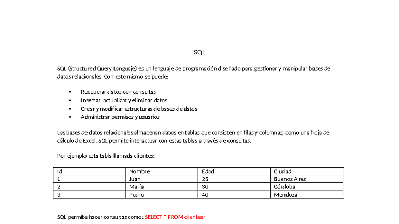 SQL (Structured Query Language) - Introducción y Operaciones Básicas - Studocu