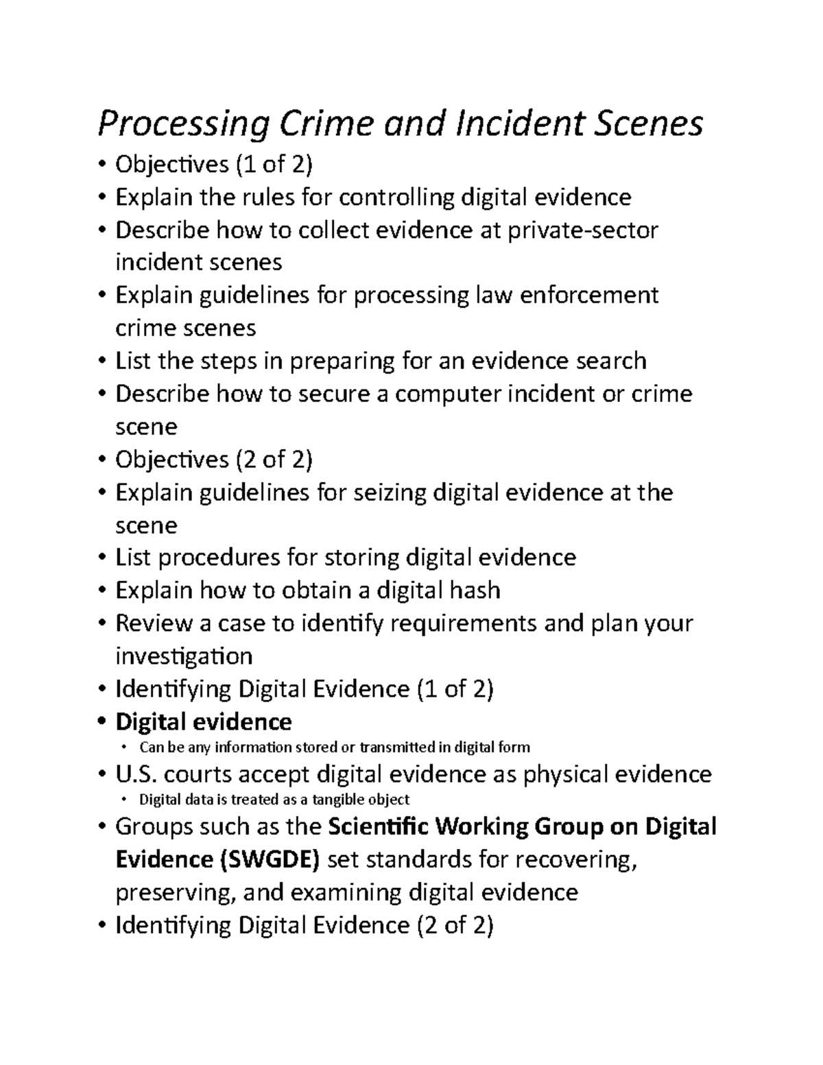 Processing Crime and Incident Scenes: Guidelines for Digital Evidence ...