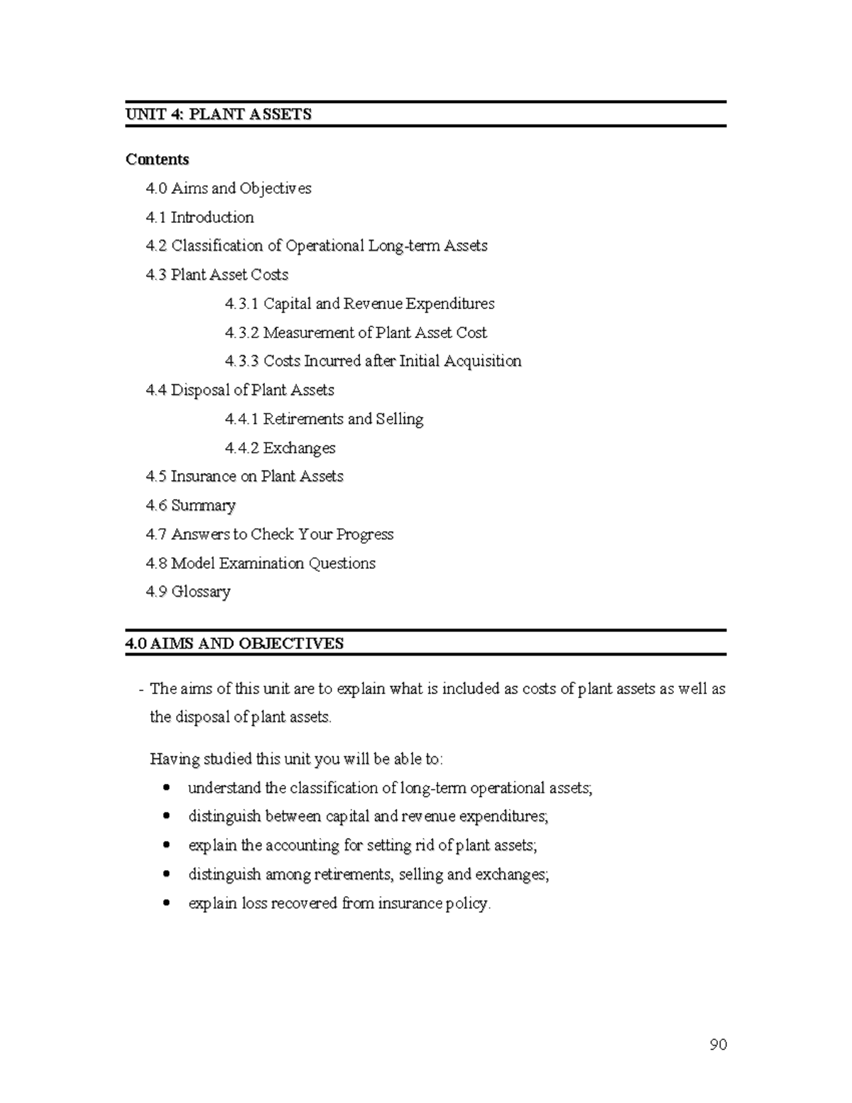 Unit 4 - NOTE - UNIT 4: PLANT ASSETSUNIT 4: PLANT ASSETS Contents ...
