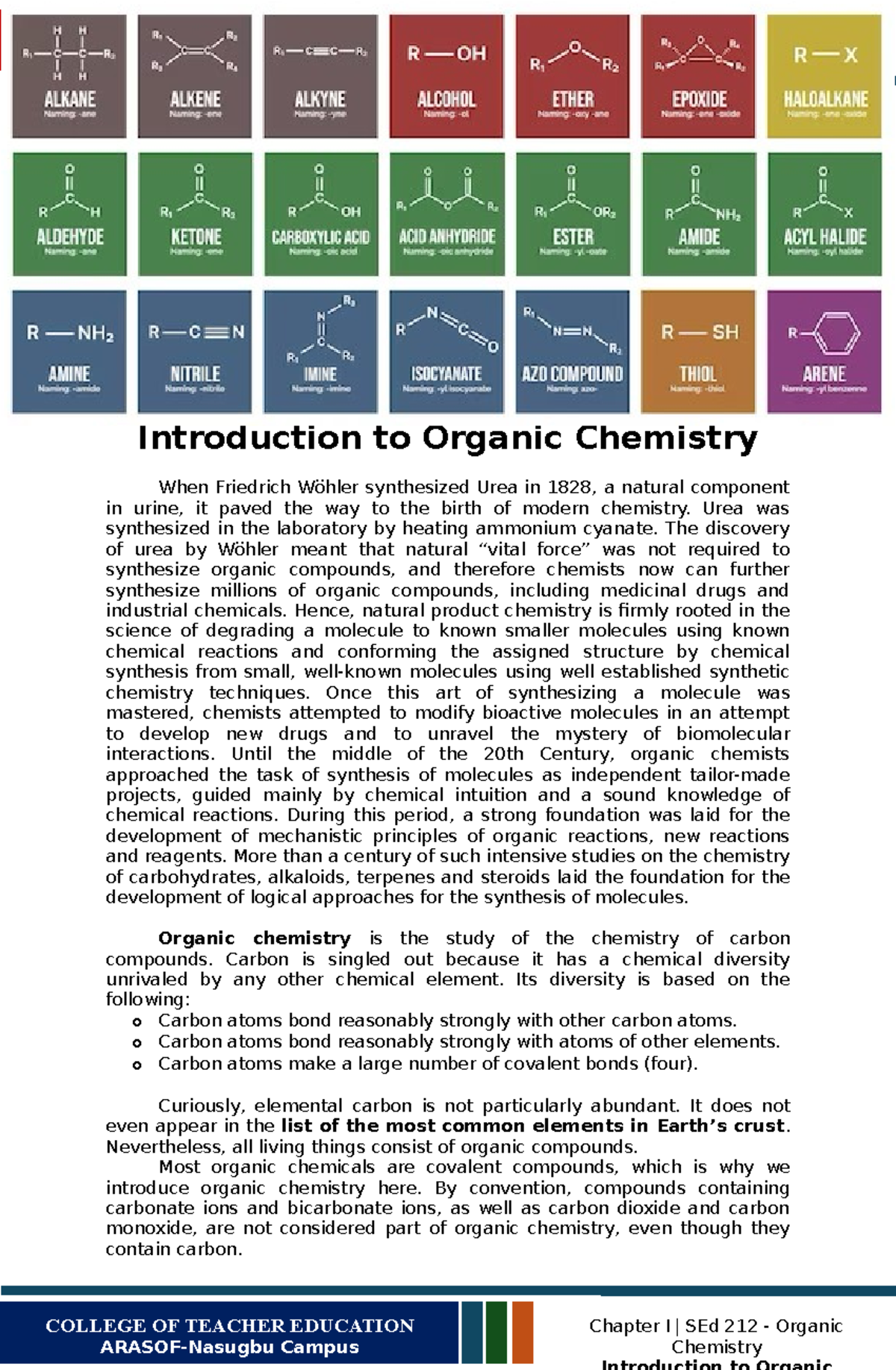 Chapter 1 - Introduction to Organic Chemistry (SEd 212) - Studocu