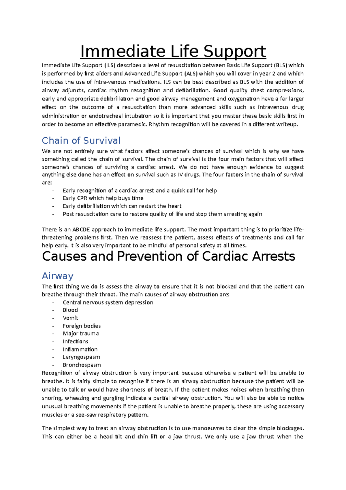 Immediate Life Support (ILS): Essentials for Effective Resuscitation ...