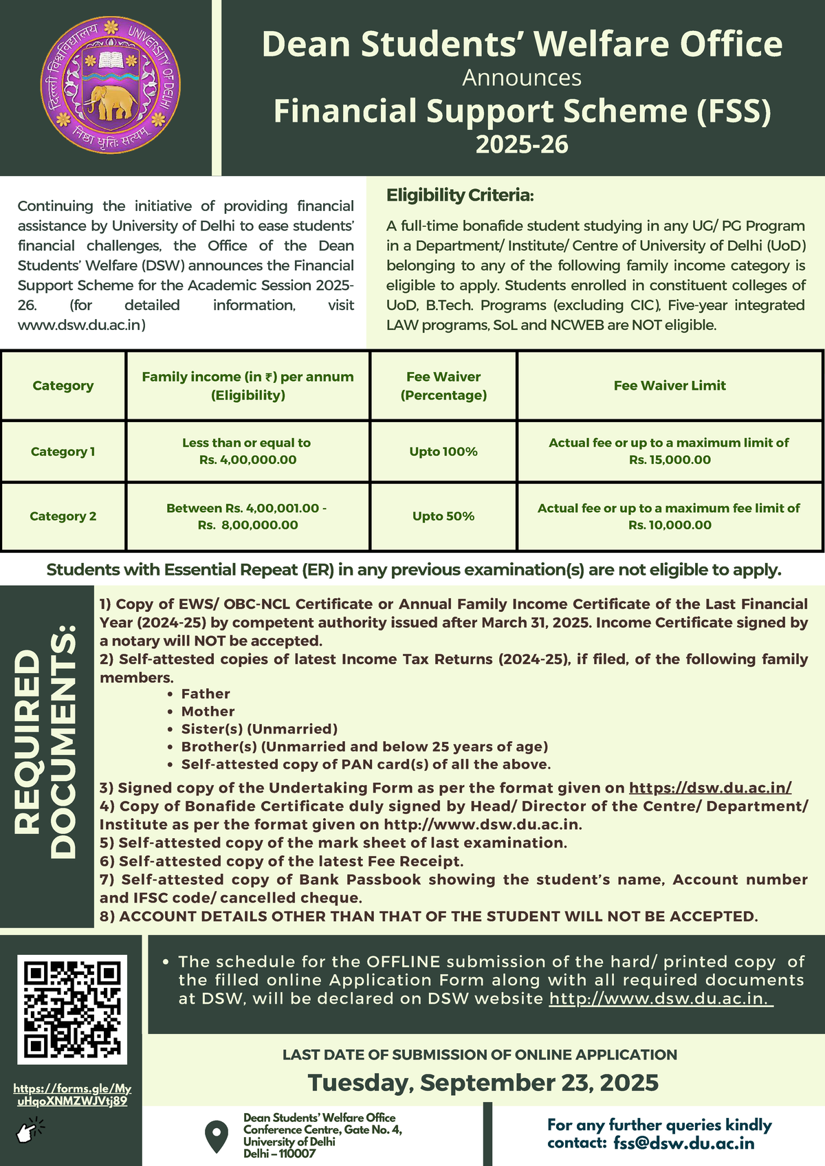 FSS 2025-26: Financial Support Scheme Announcement by DSW - Studocu