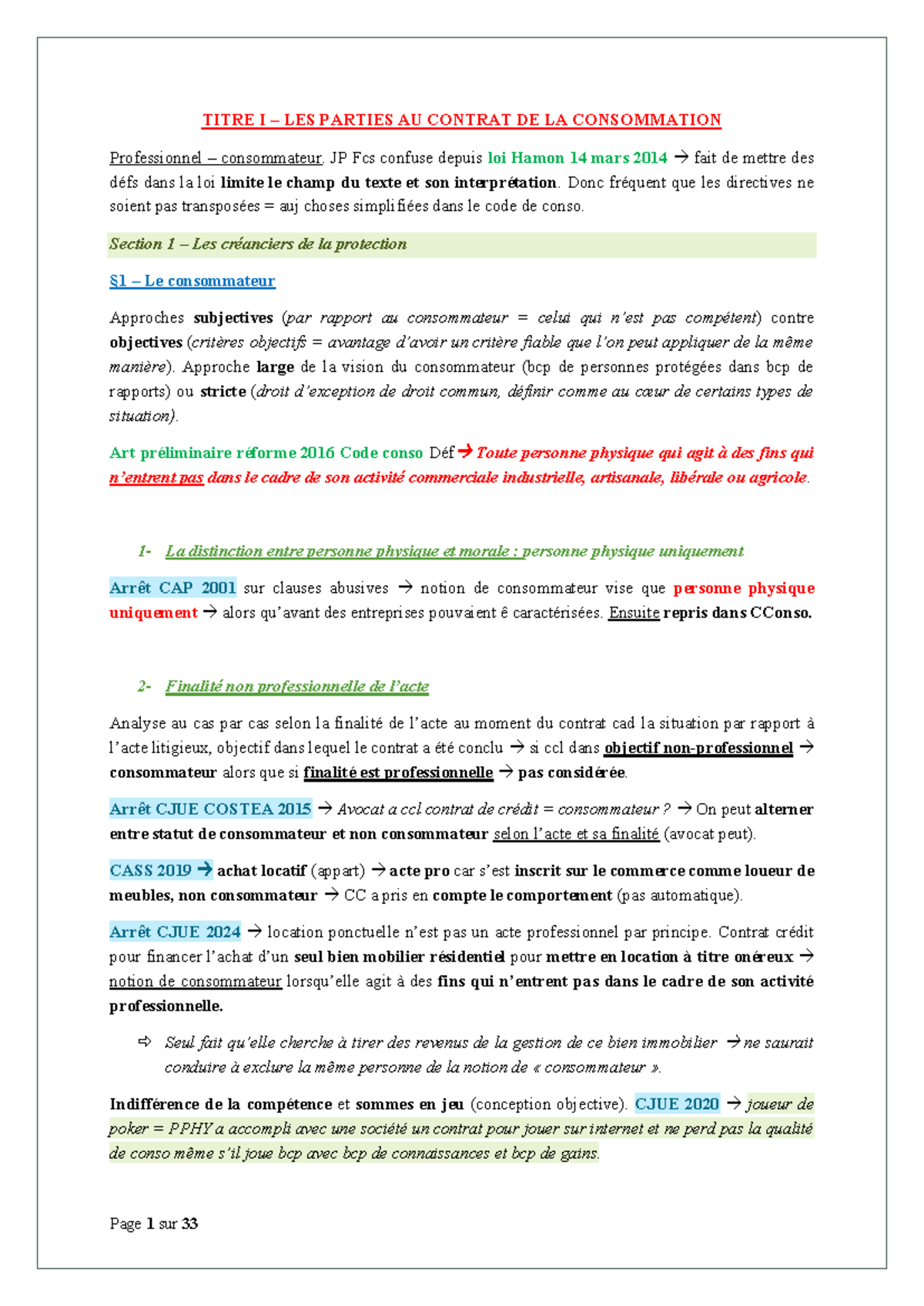 Fiche Droit Consommation : Parties au Contrat et Protection du ...