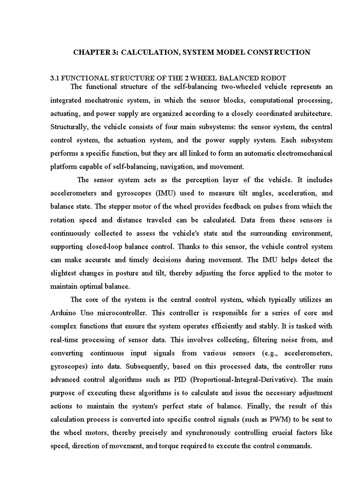CHAPTER 3: SYSTEM MODEL CONSTRUCTION OF A 2-WHEEL BALANCED ROBOT - Studocu