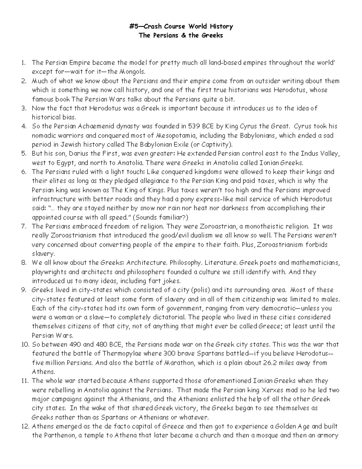 World History: The Persians & Greeks - A Historical Overview - Studocu