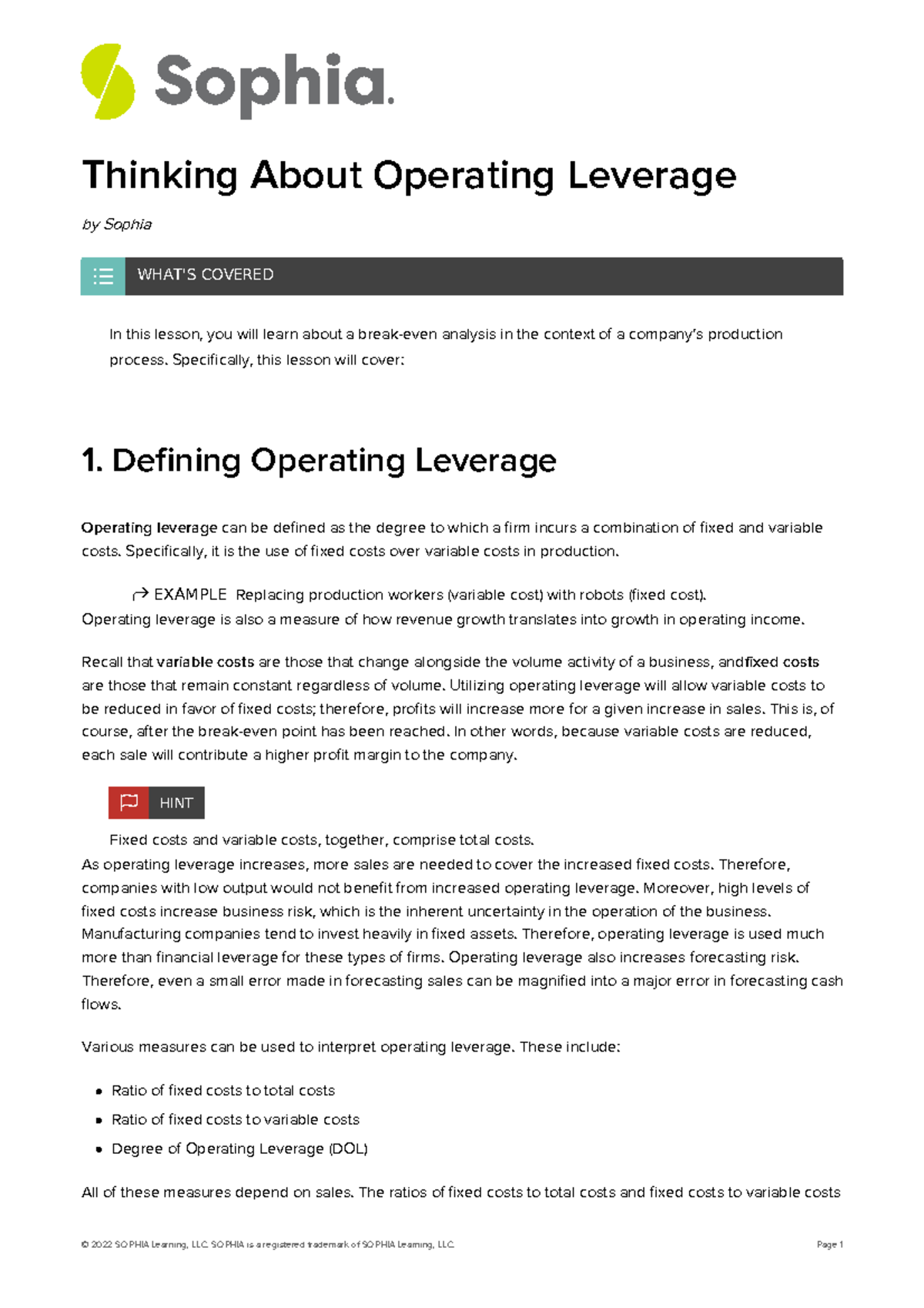 Operating leverage - Thinking About Operating Leverage by Sophia In ...