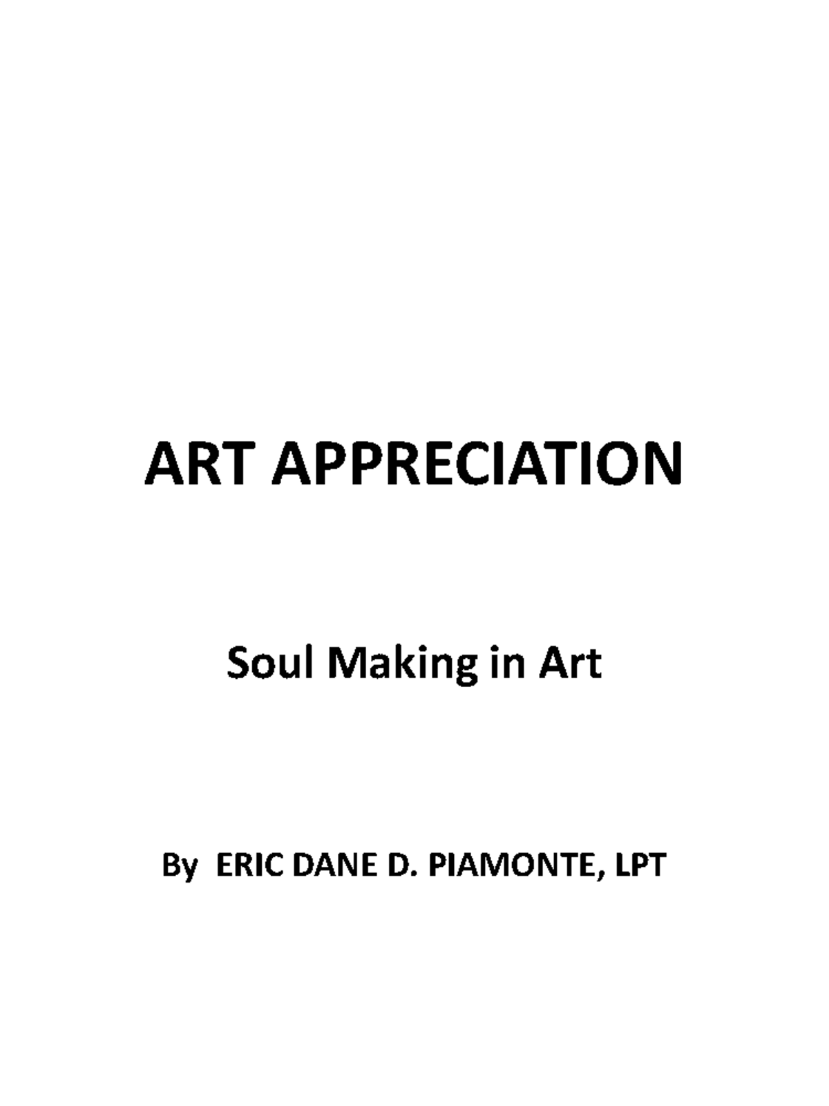 ART Appreciation Soul making Part 1: simplified - ART APPRECIATION Soul ...