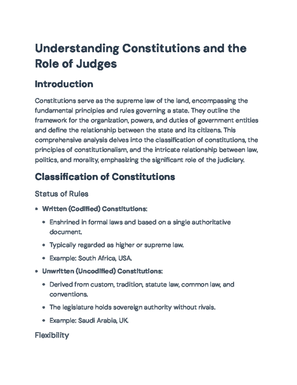 Understanding Constitutions: The Role of Judges and Constitutionalism - Understanding ...