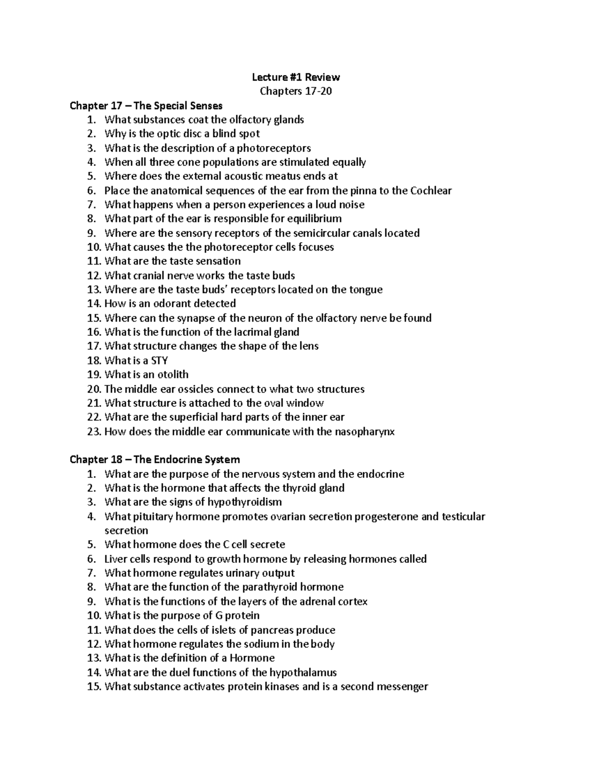 Chapters 17-20 Review Notes for Anatomy & Physiology - Studocu