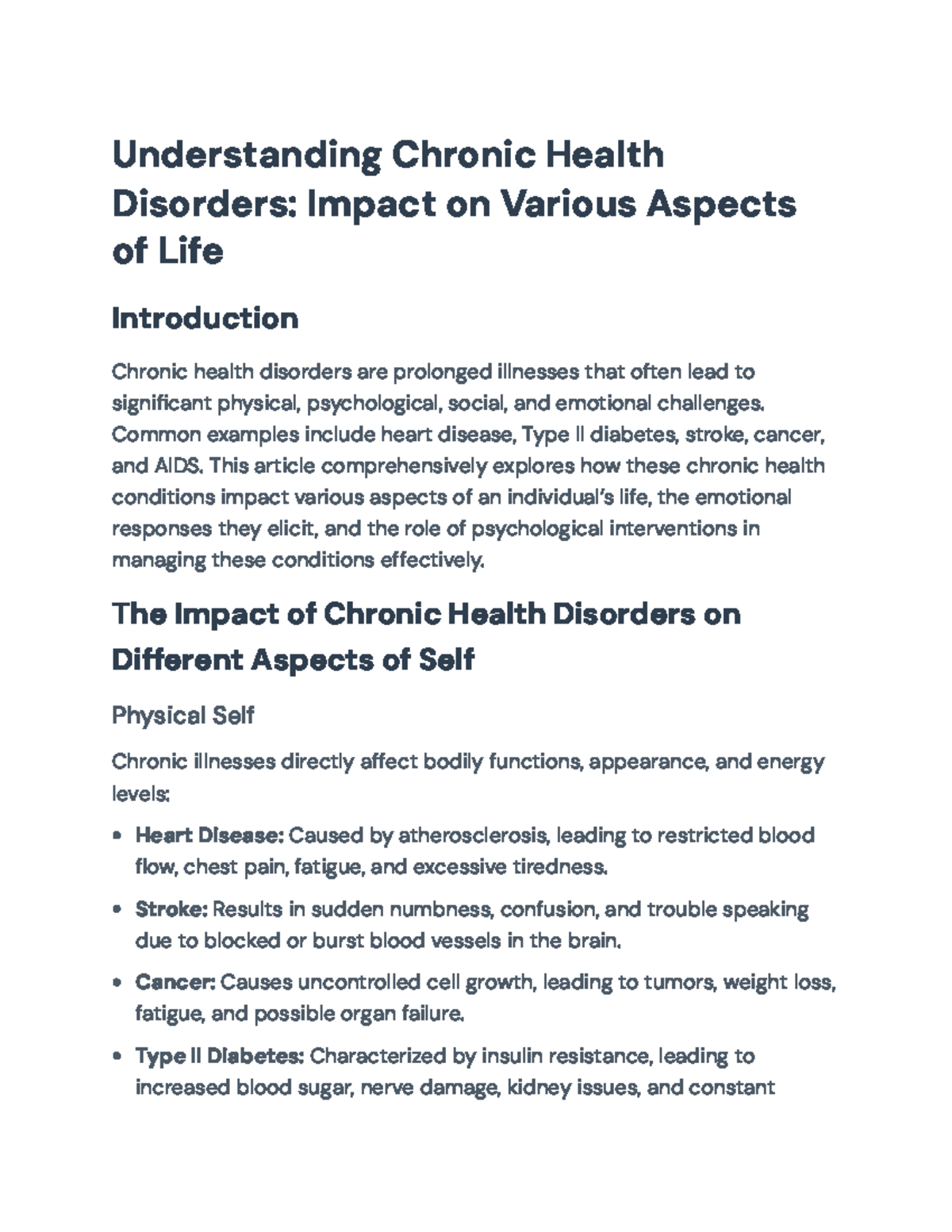 Understanding the Impact of Chronic Health Disorders on Life: A Guide ...