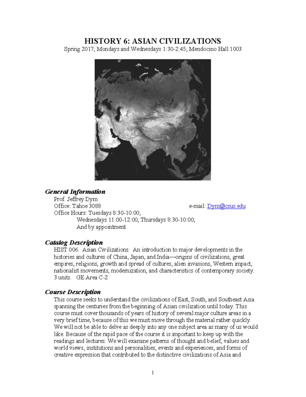 HIST 006: Introduction to Asian Civilizations - Spring 2017 Course ...