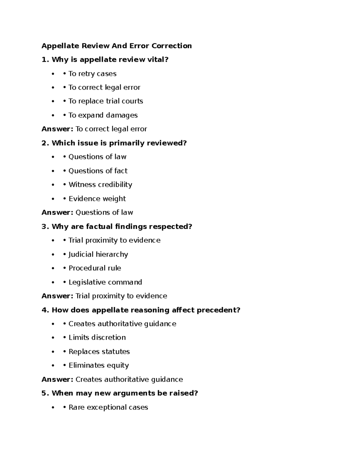 Appellate Review & Error Correction: Key Concepts Explained - Studocu