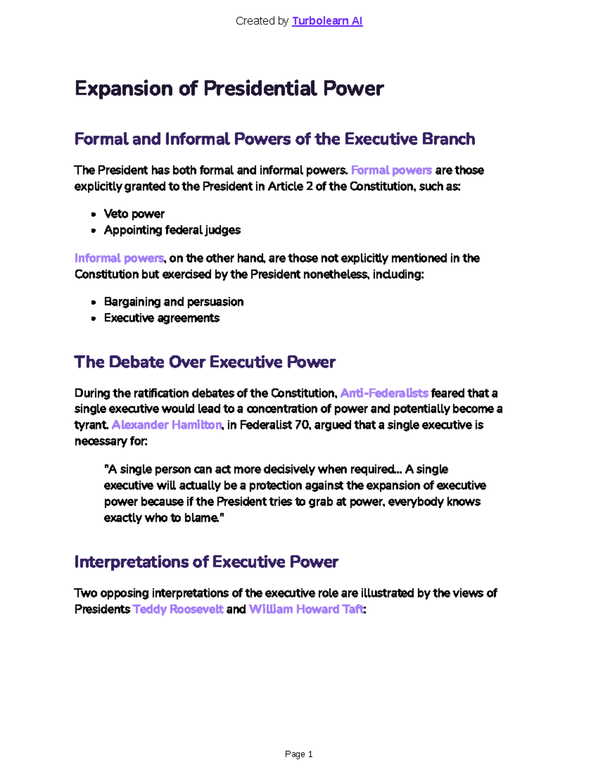 Expansion of presidential power - Expansion of Presidential Power ...
