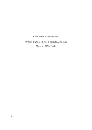 [Solved] n this assignment we will explore how computers work at a - Digital Electronics ...