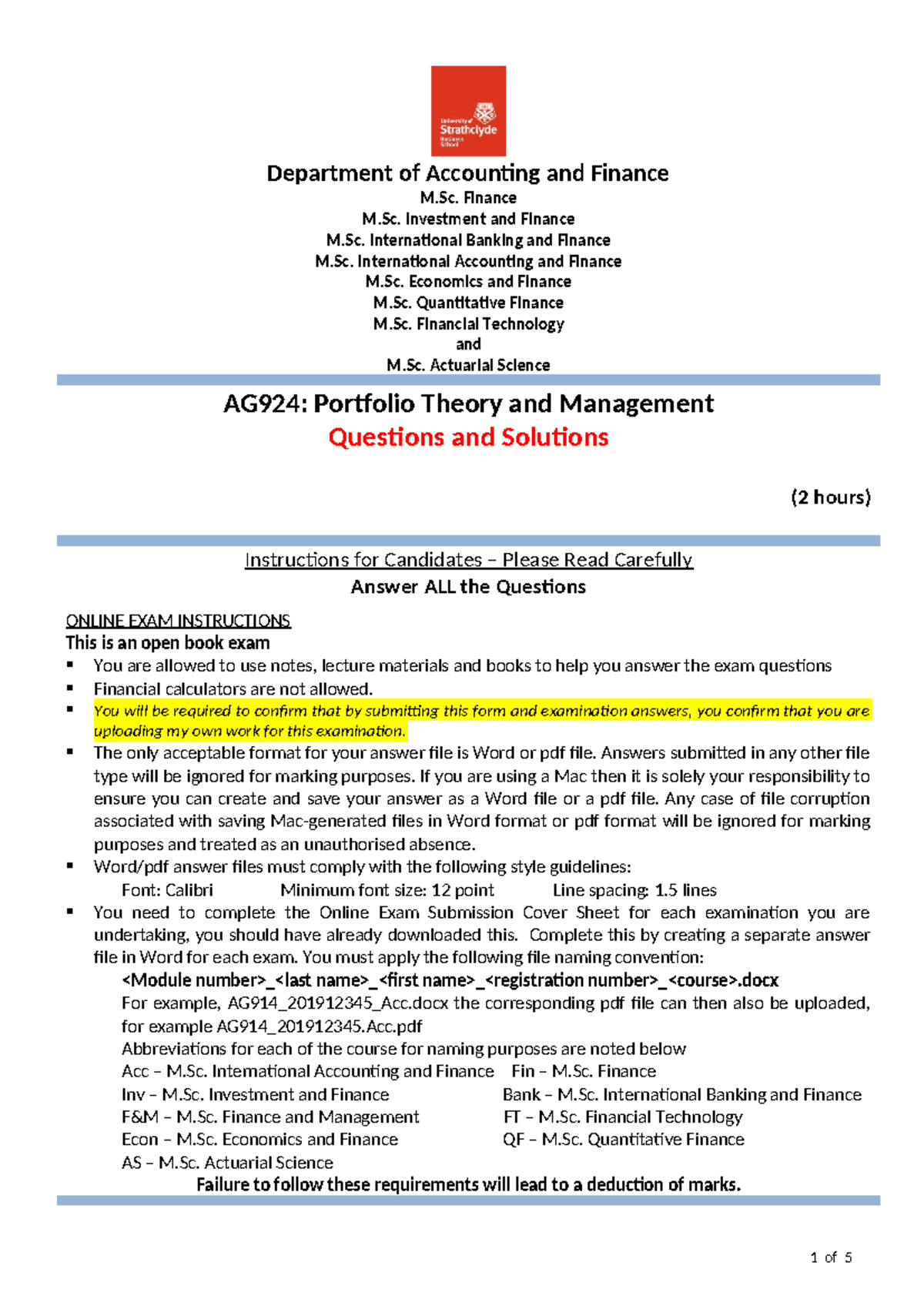 AG924 PTM Mock Exam QAs - Comprehensive Guide to Portfolio Management ...