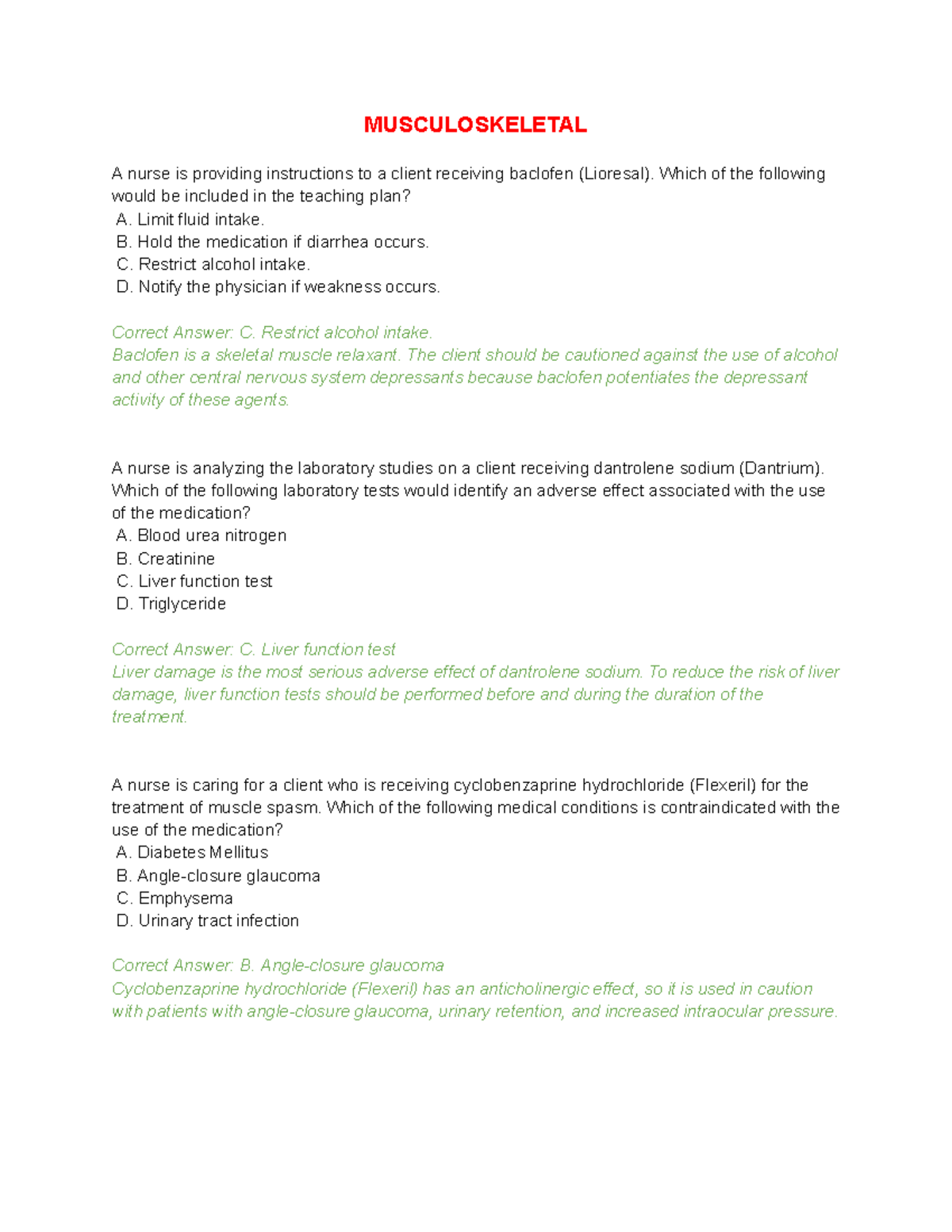 PHARMACOLOGY Musculoskeletal Nursing Guidelines and Medication FAQs ...