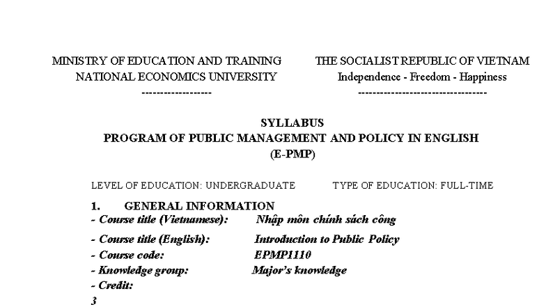 Eng EPMP1110 Syllabus: Introduction to Public Policy Course - Studocu
