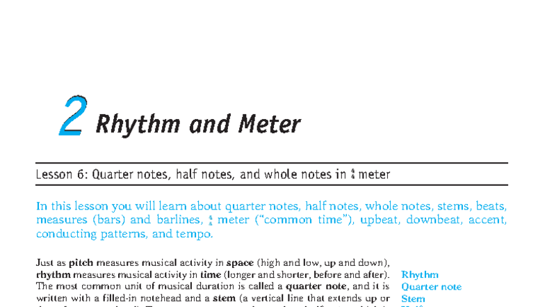 Rhythm and Meter Lesson 6: Understanding Note Values and Measures - Studocu