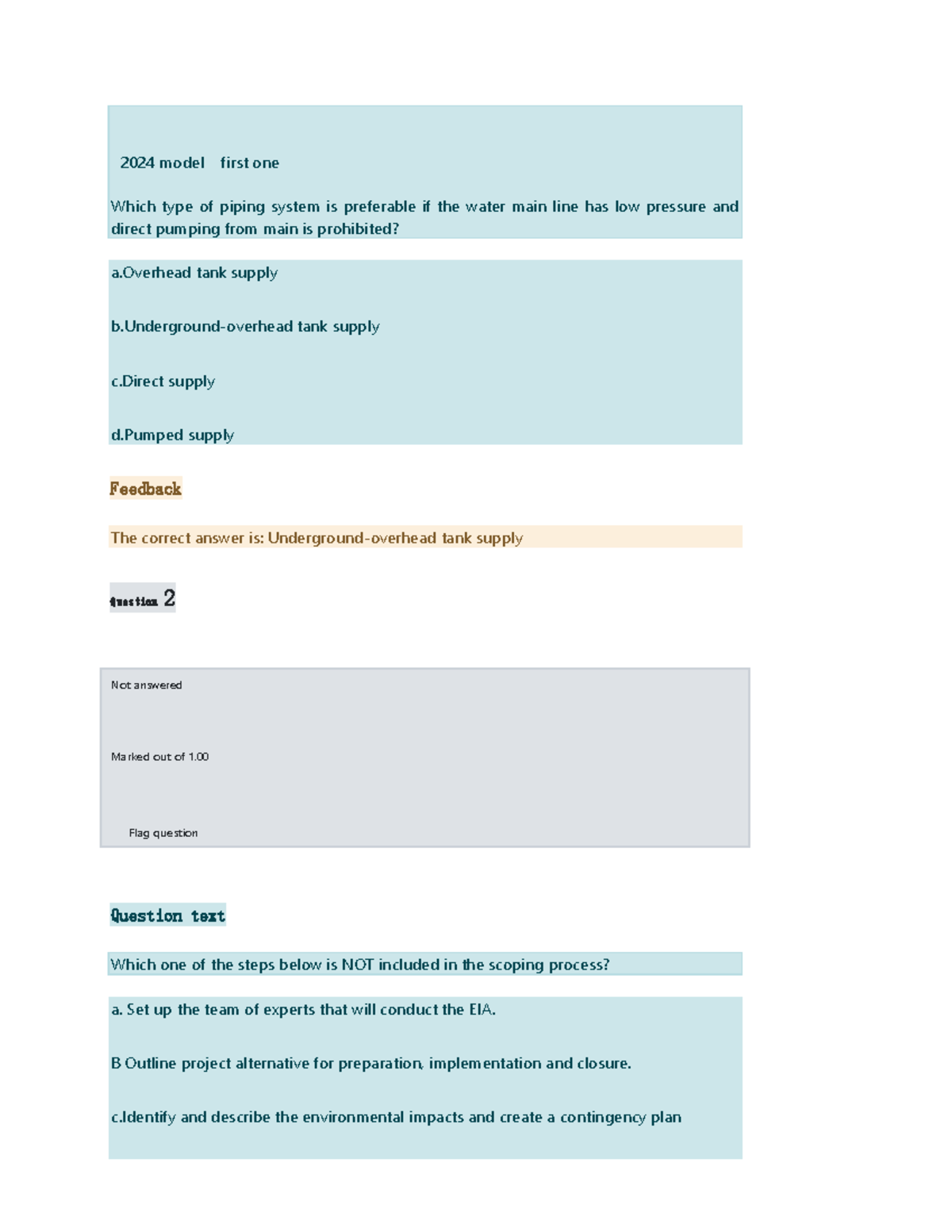 Piping Systems and Environmental Impact Assessment - 2024 Model Exam ...