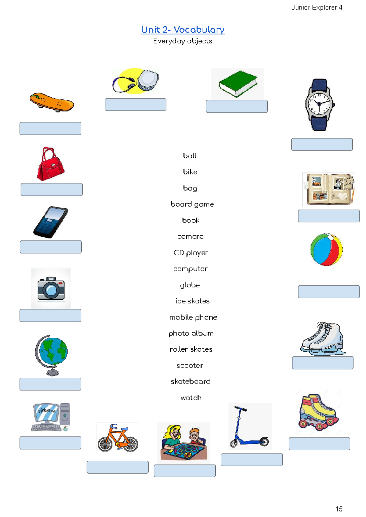 Junior Explorer 4 - Unit 2 Vocabulary TEST - Język angielski - Zakres ...