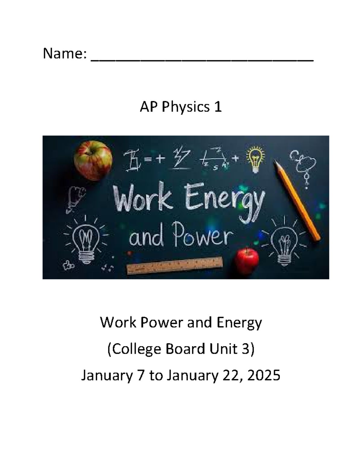 AP Physics 1 - Work, Power, and Energy Class Notes (Unit 3) - Studocu